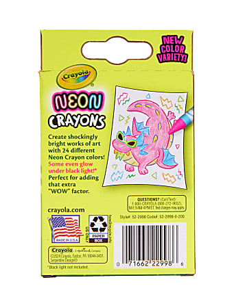 Crayola Neon Crayons for Kids 24ct Includes 16 Glow in the Dark Colors ...