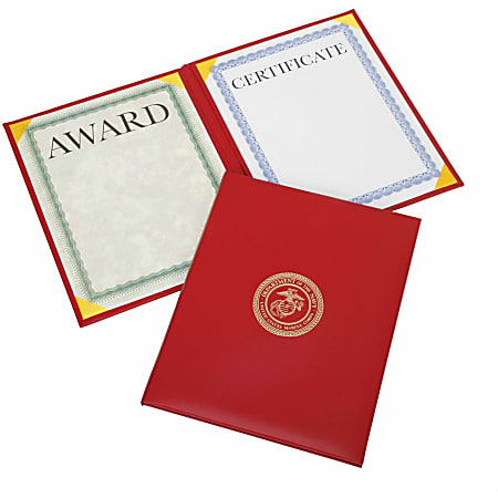 SKILCRAFT Padded Award Certificate Binder with USMC Seal Letter 8 12 x ...