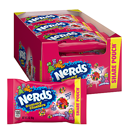 Nerds Rainbow Gummy Clusters Share Packs 3 Oz Set Of 12 Packs - Office ...