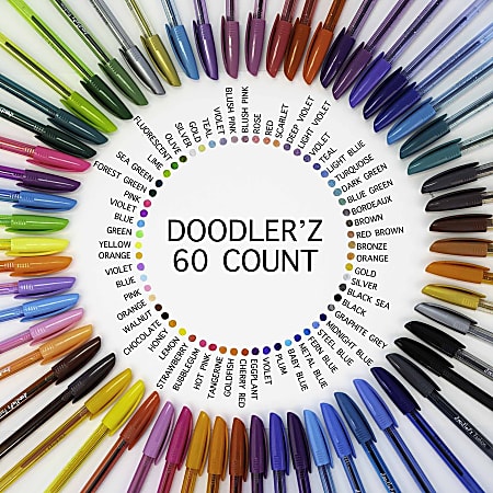 Zebra Pen doodlerz Gel Stick Pens Pack Of 60 Bold Point 1.0 mm ...