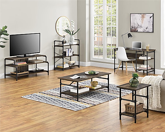 Ameriwood Home Carter 47 W Single Pedestal Computer Desk Rustic ...