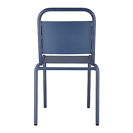 Eurostyle Otis Outdoor Furniture Aluminum Stackable Side Chairs Blue ...