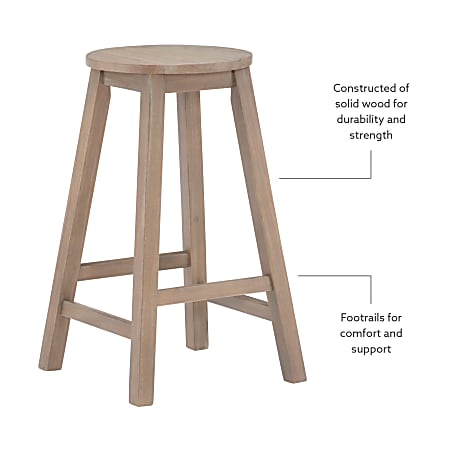 Linon Elmore Backless Counter Stool Gray Wash - Office Depot