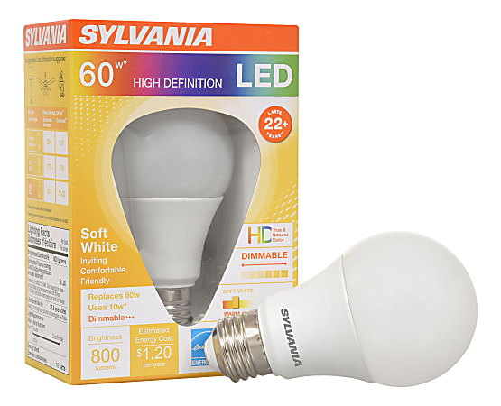 Sylvania A19 LED Bulbs 800 Lumens 10 Watt 2700 Kelvin Pack Of 6 Bulbs ...