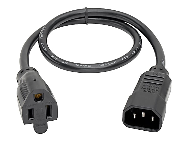 Tripp Lite Standard Computer Power Cord 10A 18AWG C14 to 5 15R Power ...