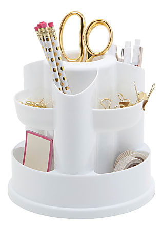 Realspace Rotating Desktop Organizer 8 H x 8 W x 7 34 D White - Office ...