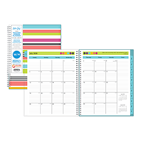 Blue Sky Teacher WeeklyMonthly CYO Planner 8 12 x 11 Teacher Stripes ...