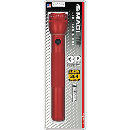 Mag 3D Cell LED Handy Torch LED 3W D Aluminum Red - Office Depot