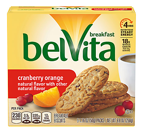 BELVITA Breakfast Biscuits Cranberry Orange 5 Count 6 Pack - Office Depot