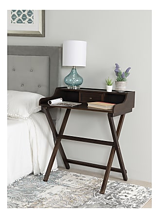 Linon Gage 30 W Folding Home Office Writing Desk Walnut Office Depot