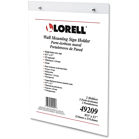 Lorell Wall Mounted Sign Holder 8 12 x 11 Clear - Office Depot