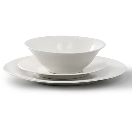 Gibson Home Everyday 12 Piece Round Fine Ceramic Dinnerware Set White ...