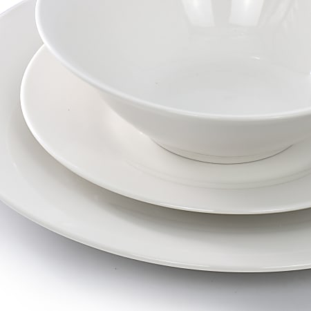 Gibson Home Everyday 12 Piece Round Fine Ceramic Dinnerware Set White ...