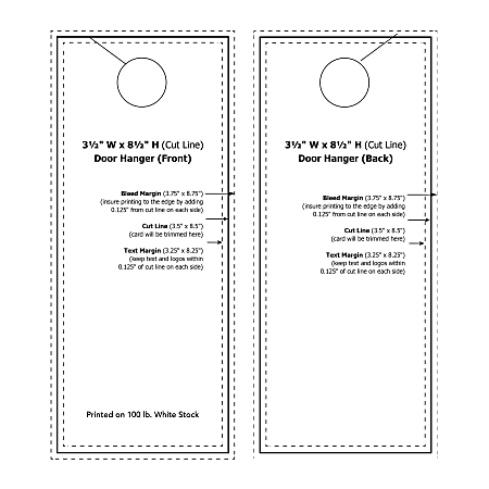 Custom Printed Full Color Door Hangers 3 12 x 8 12 Single Sided 100 LB ...
