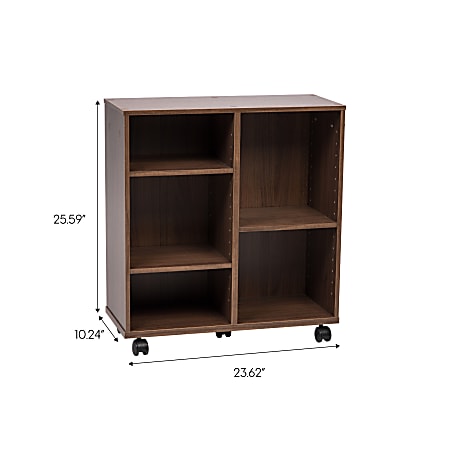IRIS 26 H 5 Shelf Wide Rolling Shelves Dark Brown - Office Depot