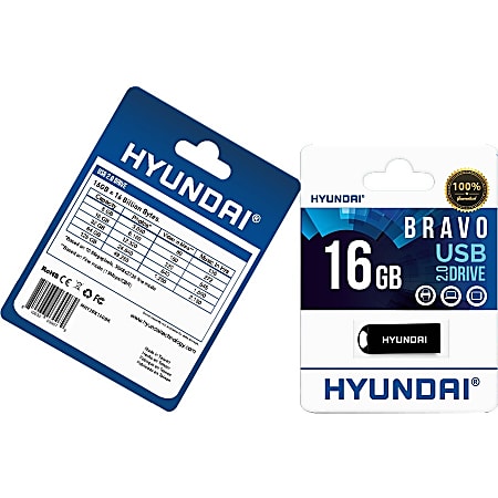 Hyundai Bravo Keychain USB 2.0 Flash Drive 16GB Black Read Speed Up to ...