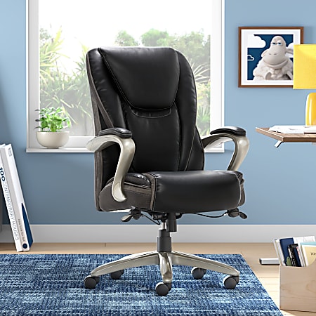 Serta Smart Layers Hensley Big Tall Ergonomic Bonded Leather High Back Office Chair Black Silver
