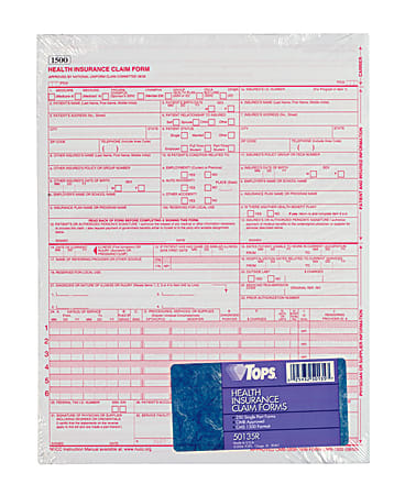 TOPS® 1-Part Laser Medical Claim Forms, 8 1/2" x 11", Pack Of 250
