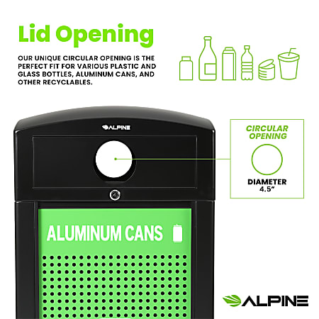 Alpine Industries Steel IndoorOutdoor Trash Can 40 Gallons Green 2Pack ...
