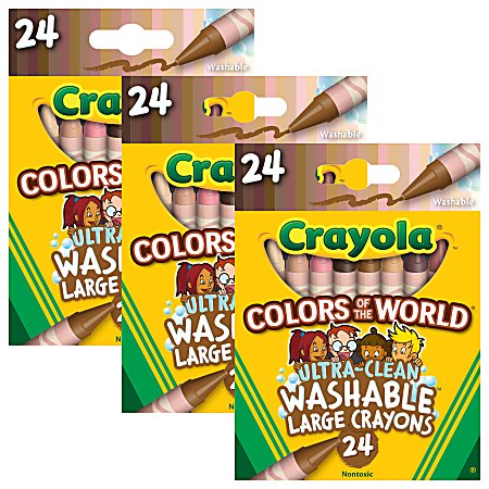 Crayola Large Crayons Colors of the World 24 Crayons Per Box Set Of 3 ...