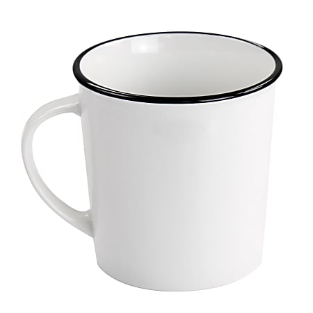 Martha Stewart 16 Piece Black Rimmed Fine Ceramic Dinnerware Set Black ...