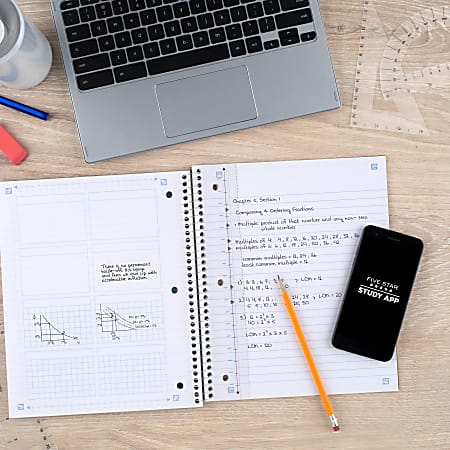 Five Star Math Notebook with Tools Plus Study App 1 Subject Wide Ruled ...