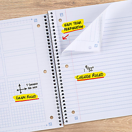 Five Star Math Notebook with Tools Plus Study App 1 Subject Wide Ruled ...