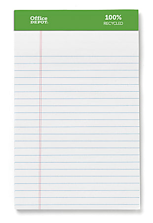 Office Depot Brand Writing Pads 5 x 8 Narrow Ruled 50 Sheets 100percent ...