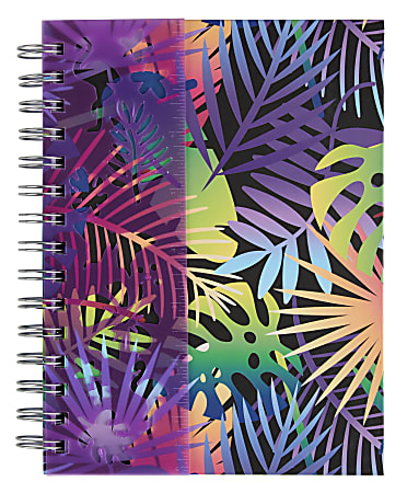 Office Depot Brand Fashion Notebook With Stencil Ruler 6 x 8 Wide Ruled ...