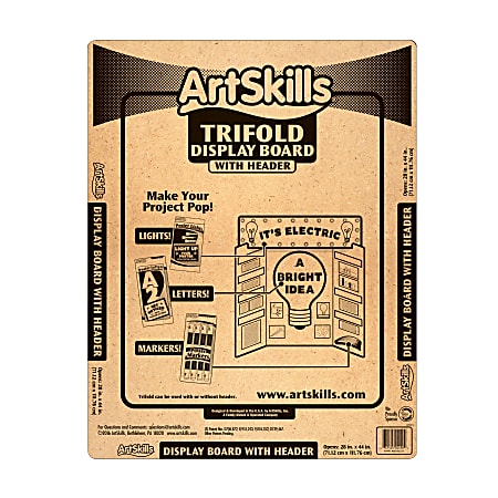 Artskills® Tri-Fold Board With Header, Small, 28" x 44", White