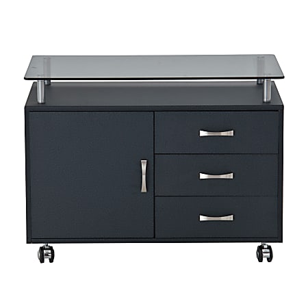 Techni Mobili 32 W Rolling Storage Cabinet With Frosted Glass Top ...