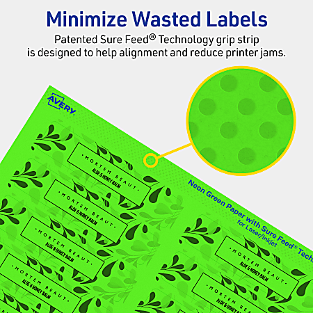 Avery Print To The Edge Labels With Sure Feed Technology And Easy Peel ...