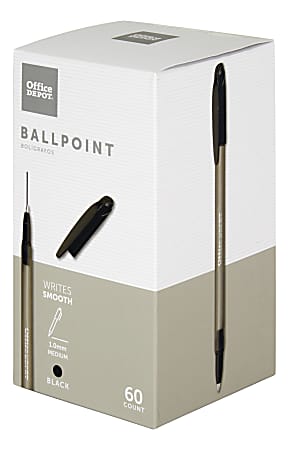 Office Depot Brand Ballpoint Stick Pens Medium Point 1.0 mm Black ...