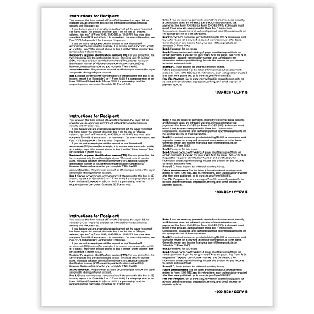 ComplyRight 1099 NEC Blank Tax Forms 3 Up Laser 8 12 x 11 Pack Of 75 ...