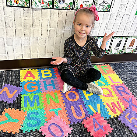 Kore Design Foam Play Mat for Kids Interlocking Alphabet Number Tiles ...