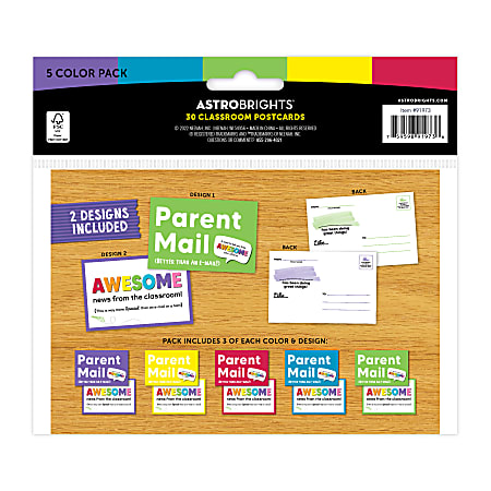 Astrobrights Parent Postcards Pre K to Grade 5 4 x 6 Multicolor Pack Of ...