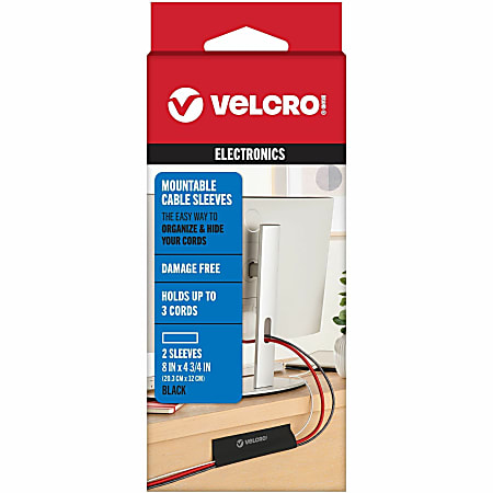 VELCRO Brand Mountable Cable Sleeves 8 x 4 34 Black Pack Of 2 Sleeves ...