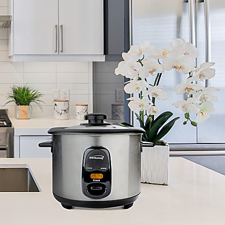 Brentwood 8 Cup Rice Cooker With Steamer Silver - Office Depot