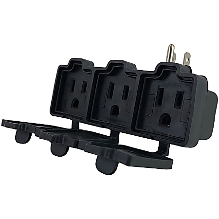 Stanley PLUGMAX 31110 3 Outlet Outdoor Wall Tap Black - Office Depot