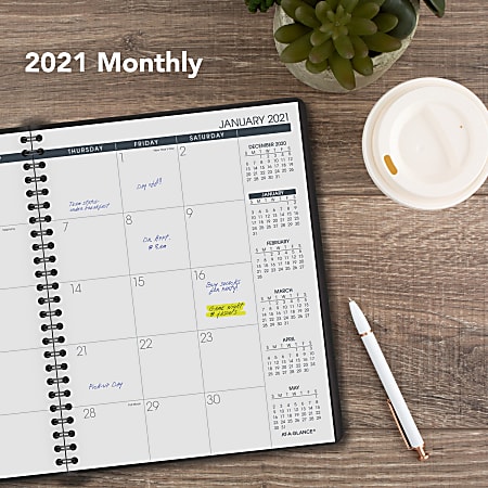 AT-A-GLANCE® Large Monthly Planner, 7" x 8-3/4", Black, January to ...