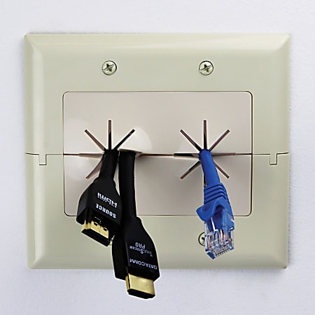 DataComm 45 0027 LA 2 Gang Split Plate with Flexible Opening Light ...