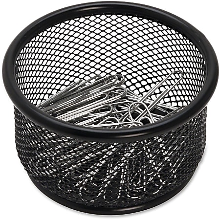 Lorell Mesh Round Paper Clip Holder Black - Office Depot