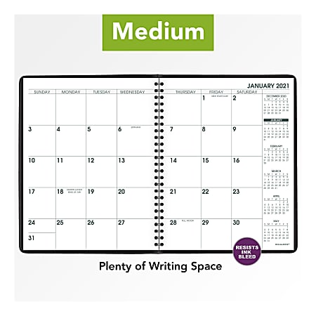 AT A GLANCE Large Monthly Planner Large Print 7 x 8 34 Black January to ...