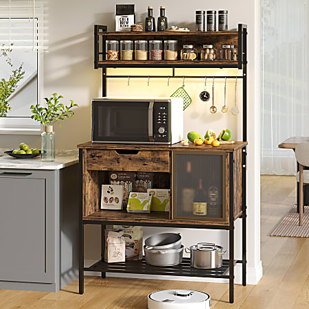 Bestier Bakers Rack With Cabinet And Drawer 5 Tier 58 H x 33 W x 16 D ...