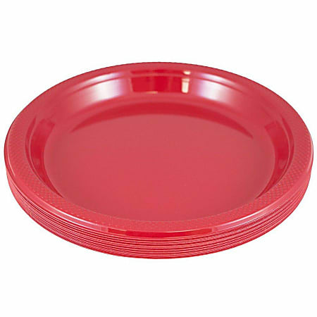 JAM PAPER Round Plastic Party Plates Large 10 14 inch Red 20Pack ...