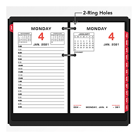 AT A GLANCE Daily Loose Leaf Desk Calendar Refill 3 12 x 6 January To ...