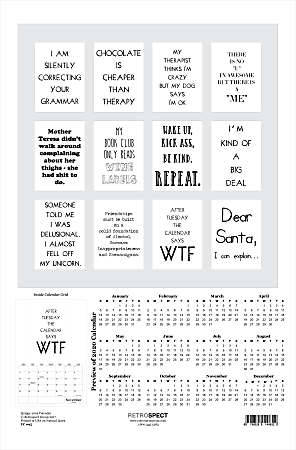 Retrospect Monthly Wall Calendar Quippy 19 14 x 12 12 Multicolor ...