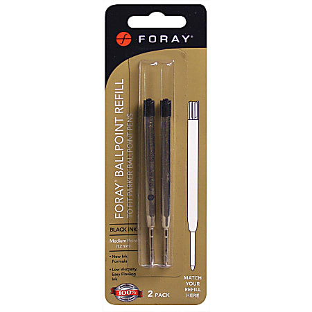 FORAY Pen Refills For Parker Ballpoint Pens Medium Point 1.2 mm Black ...