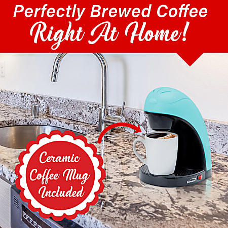 Brentwood Single Serve Coffee Maker With Porcelain Mug Blue - Office Depot