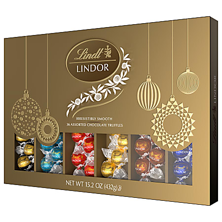 Lindt LINDOR Holiday Deluxe Assorted Chocolate Candy Truffles Gift Box ...